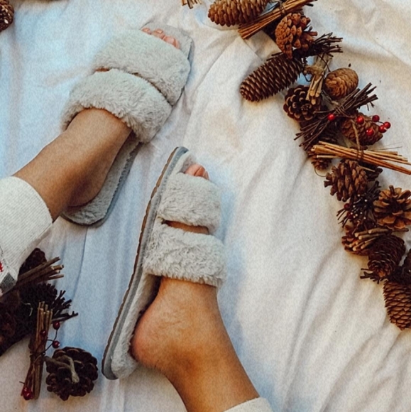 Shoes | The Comfy Collectiongrey Fur Slides | Poshmark